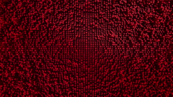 Looping Abstract Red Field of Dot Pins Undulating Up and Down ...