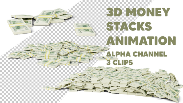 3D Money Stacks Falling, Motion Graphics | VideoHive