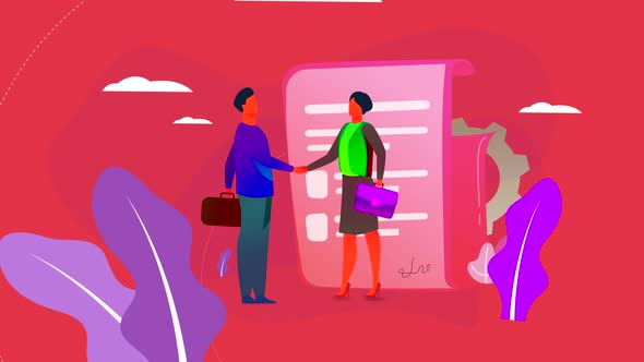 Business Agreement Contract Infographic Red, Motion Graphics | VideoHive