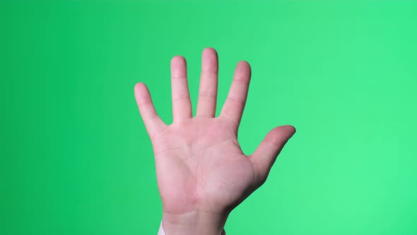 Open Hand Waving Hello on a Green Screen of a Chromakey, Stock Footage