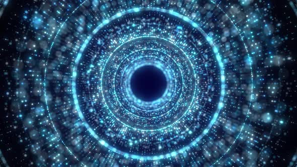 animated particle tunnel, Digital Circle particle futuristic tunnel Abstract Animated Particle ...