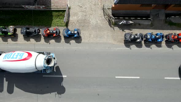 Aerial View of Atv Vehicles Parked at Roadside, Stock Footage | VideoHive
