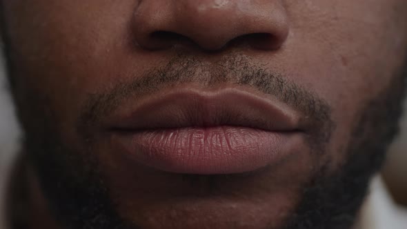 Silent Men's Lips Extreme Close Up, Stock Footage | VideoHive