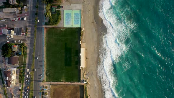 Football Field on the Beach Aerial 4 K, Stock Footage | VideoHive