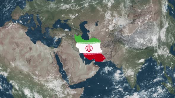 4K Globe Map of Iran with a flag (Highlighted), Motion Graphics | VideoHive