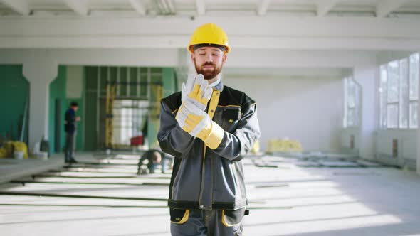Good Looking Guy Construction Worker Posing in, Stock Footage | VideoHive