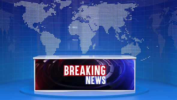 Table And Breaking News Banner Background In The News Studio C, Motion ...
