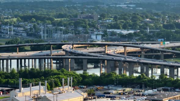 Traffic flows on interstate highway. Interstate 95 around Baltimore ...