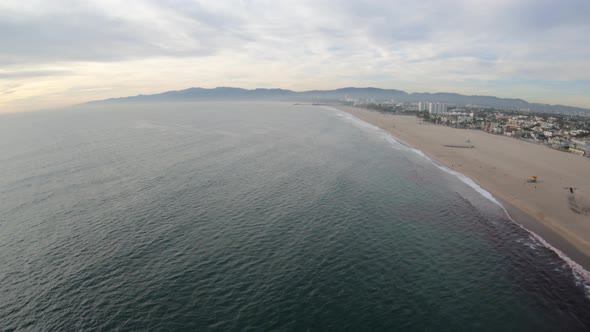 Venice Beach California Aerial Overhead View Flying North, Stock Footage