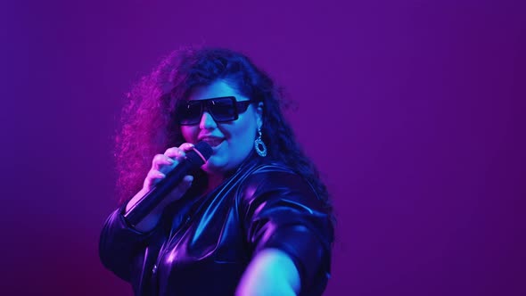 Rock Star Music Concert Chubby Woman Singing Song, Stock Footage ...