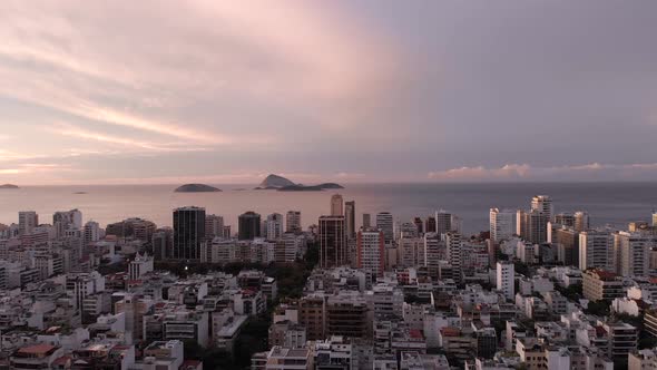 Sunrise over popular and chic beach neighbourhood of Ipanema in Rio de ...