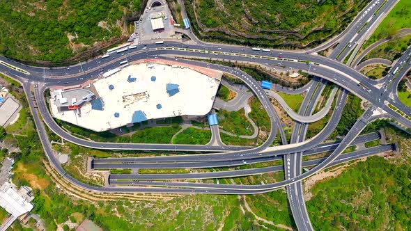 Timelapse of a Massive multi level highway interchange with traffic on ...