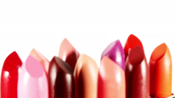 Colorful Lipstick Palette Rotation on White Background, Stock Footage
