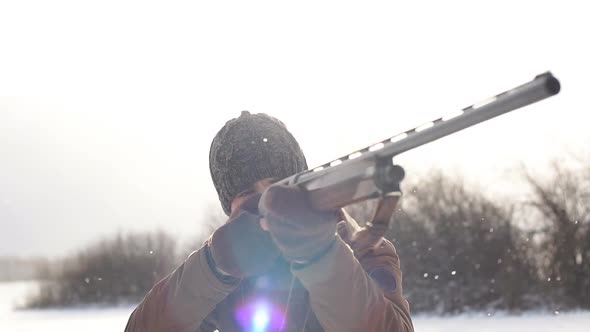Frustrated Angry Hunter Has Hidden Among the Bushes, Stock Footage