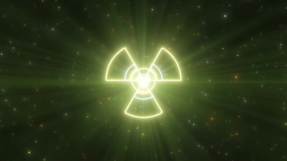 Radioactive Symbol Radiation Warning Sign Glowing Neon Lights Tunnel ...