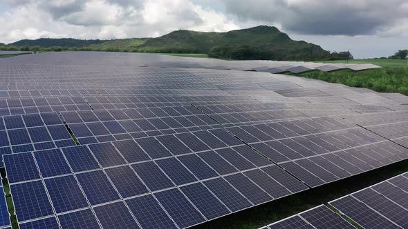 Aerial View of Green Field with Solar Energy Panels for Renewable ...