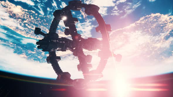 Alien Mothership Near Earth Elements Furnished By NASA, Motion Graphics