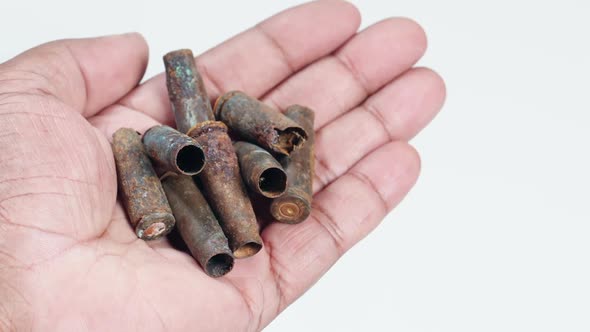 Handful Of Old Rusty Bullet Casings, Stock Footage | VideoHive