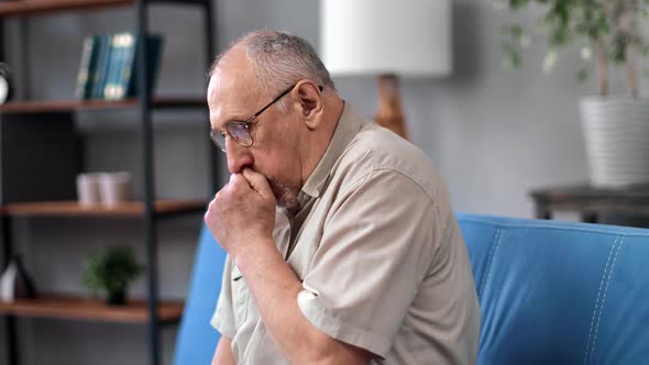 Unwell Grandfather Elderly Man Coughing Sickness Influenza Symptoms ...