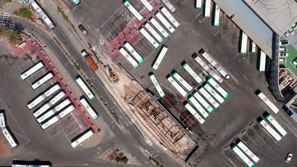 Municipal Bus terminal, Top down aerial view., Stock Footage | VideoHive