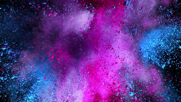 Super Slow Motion Shot of Neon Powder Explosion Isolated on Black ...