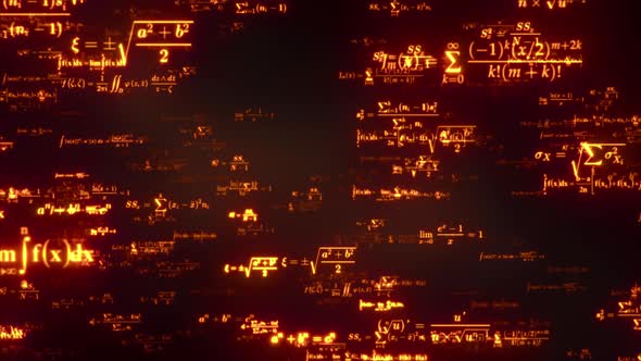 Glow Science Mathematics Formulas Flying From Black Backgrounds Towards ...