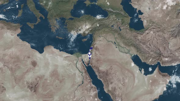 4K Globe Map of Israel with a flag (Highlighted), Motion Graphics