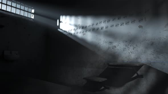 Tally marks appearing on the old grunge prison cell walls. Every line ...