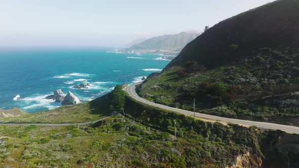 Aerial View of California's First Scenic Highway with Romantic Nature ...