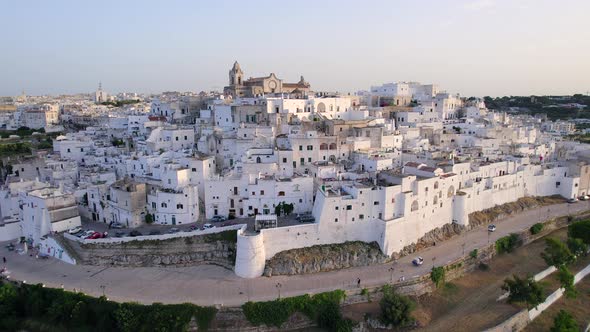 4K Aerial of Ostuni, 'the White Town' in Apulia, South of Italy., Stock ...