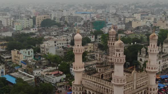 Charminar Mosque Minaret Aerial View , Stock Footage | VideoHive