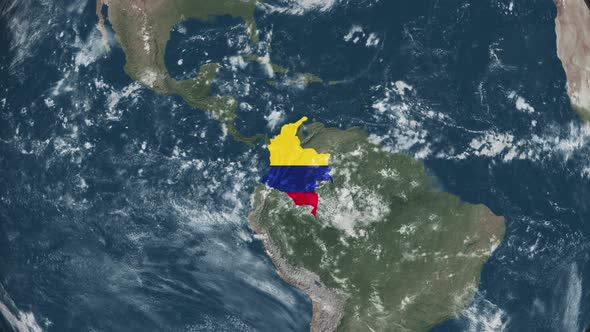 4K Globe Map of Colombia with a flag (Highlighted), Motion Graphics