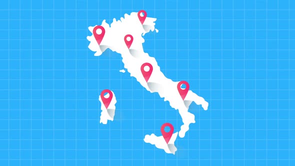 Italy Map Pin Point Location Color Animation, Motion Graphics | VideoHive