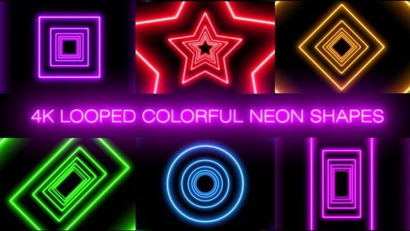4K Looped Colorful Neon Shapes, Motion Graphics | VideoHive