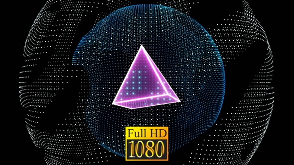 Rotation Of The Pyramid In Neon Circles HD, Motion Graphics | VideoHive
