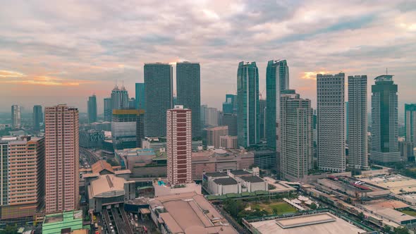 Panorama View Sunrise over Skyscapers in Manila, Luzon, Philippines ...