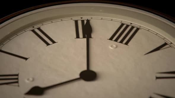 Close up on a clock The decorative hands are moving fast, speeding time ...