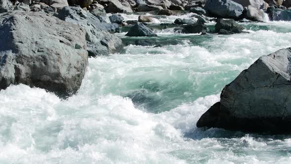 Tranquil River Flowing Vibrant Blue Water, Stock Footage | VideoHive