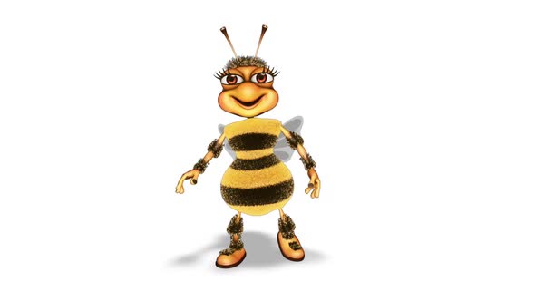 Cartoon Bee Dance Looped on White Background, Motion Graphics | VideoHive