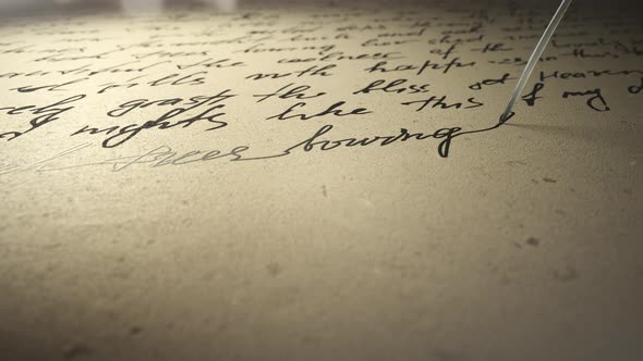 Ink Pen Writes Poetry on Old Paper, Motion Graphics | VideoHive