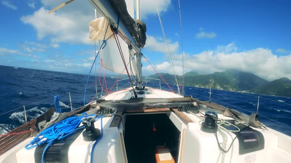 First-person View From a Yacht Floating Towards the Coast, Stock Footage