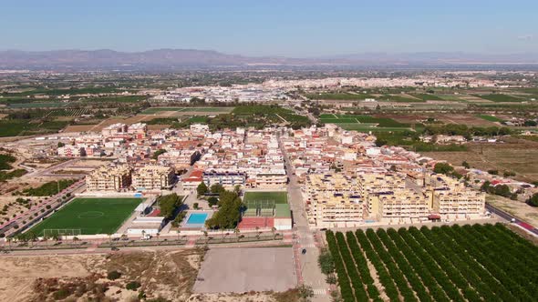 Modern Rural Area Apartment Buildings And Businesses Near Mediterranean ...