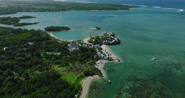 Aerial View of Beautiful Green Mauritius Island with Turquoise Water ...