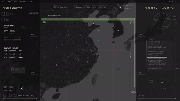 Futuristic radar system ai analyzes the plane flying towards Shanghai ...
