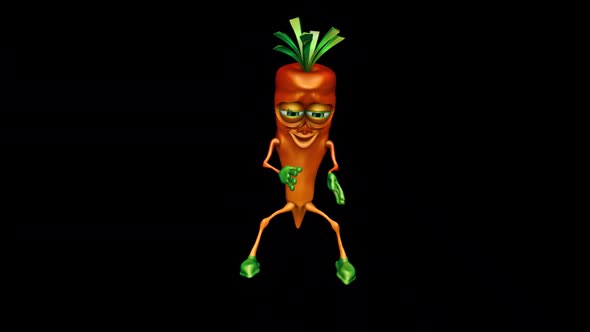 Fun Carrot Looped Dance with Alpha Channel and Shadow, Motion Graphics