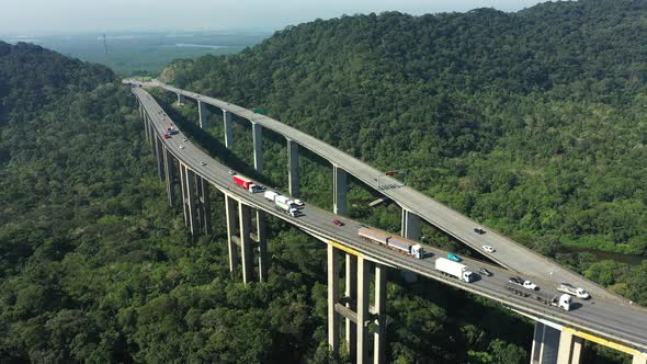 Outdoors landscape of Imigrantes highway road in Brazil., Stock Footage