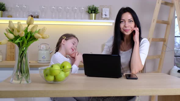 Working Mom Works From Home Office, Stock Footage | VideoHive