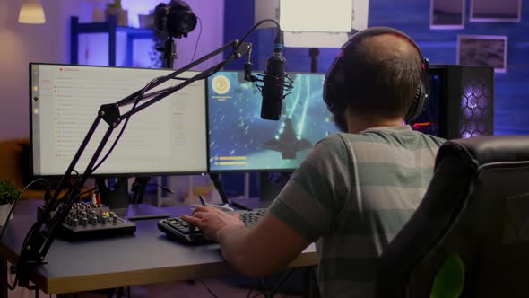 Pro Esport Streamer Using Headphones, Stock Footage | VideoHive