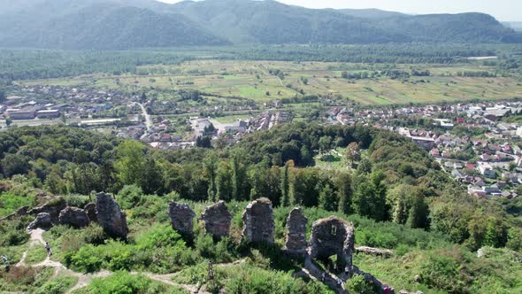 The Khust Castle in Transcarpathia Aerial View Western Ukraine, Stock ...