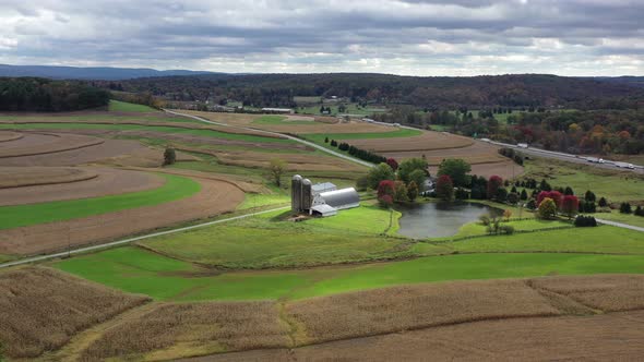 Farm in Fall Aerial, Stock Footage | VideoHive